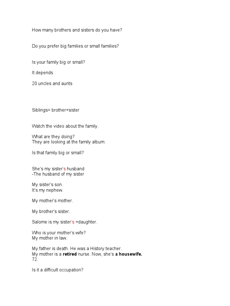 How Many Brothers and Sisters Do You Have | PDF