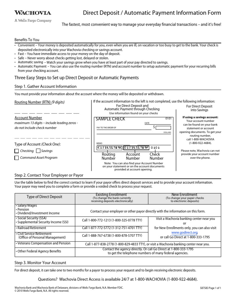Direct Deposit Autopay | PDF | Cheque | Supplemental Security Income