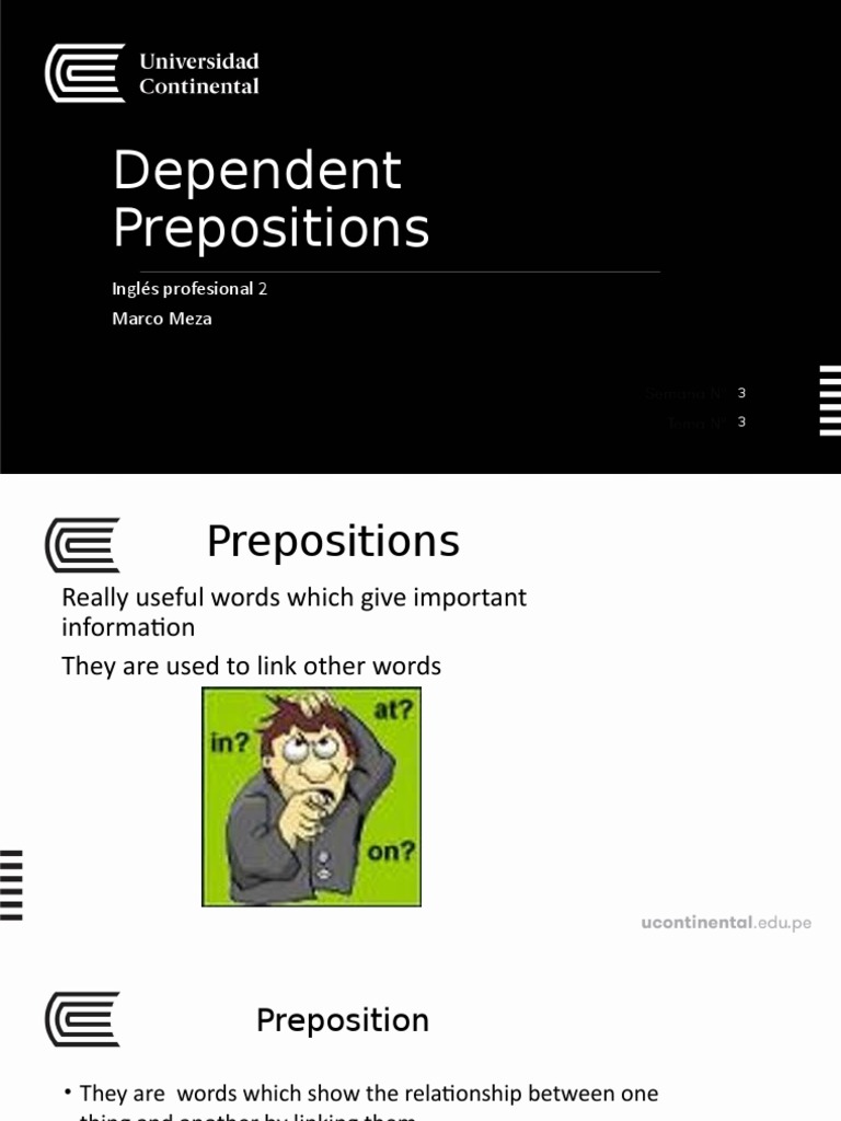 Dependent Prepositions: Inglés Profesional 2 Marco Meza | PDF ...