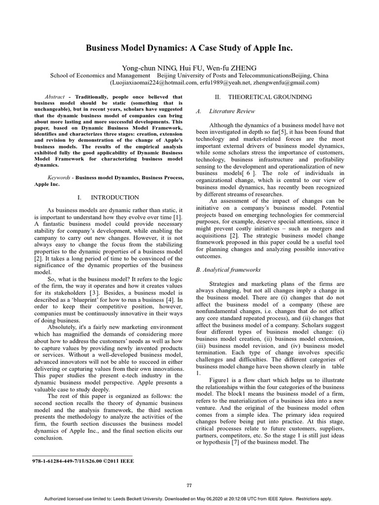 Business Model - Apple Case Study PDF | PDF | Business Model | Apple Inc.