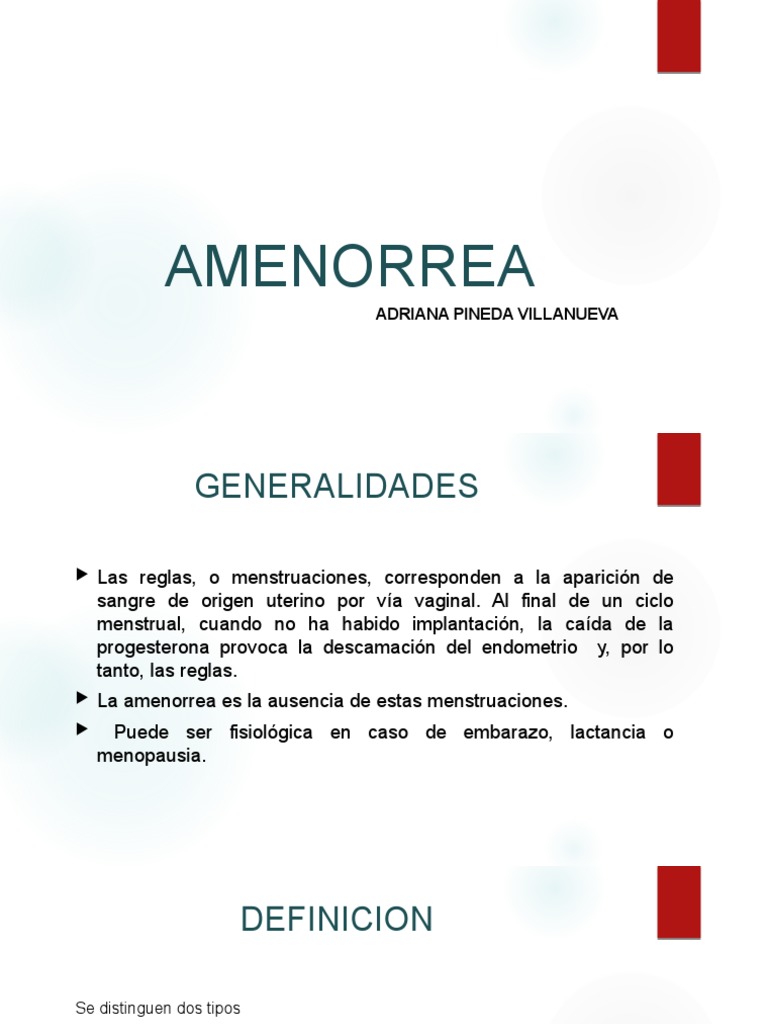 Amenorrea | PDF | Hormona luteinizante | Menstruación