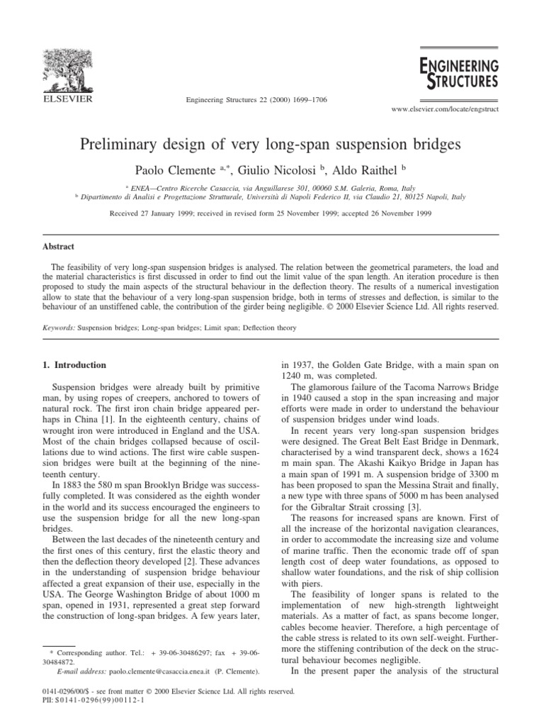 Preliminary Design of Very Long-Span Suspension Bridges PDF | PDF ...
