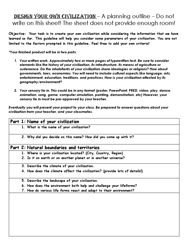 Create Your Own Civilization Guide | PDF | Civilization | God