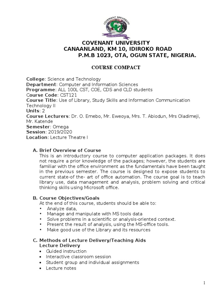 Course Compact | PDF | Microsoft Excel | Lecture