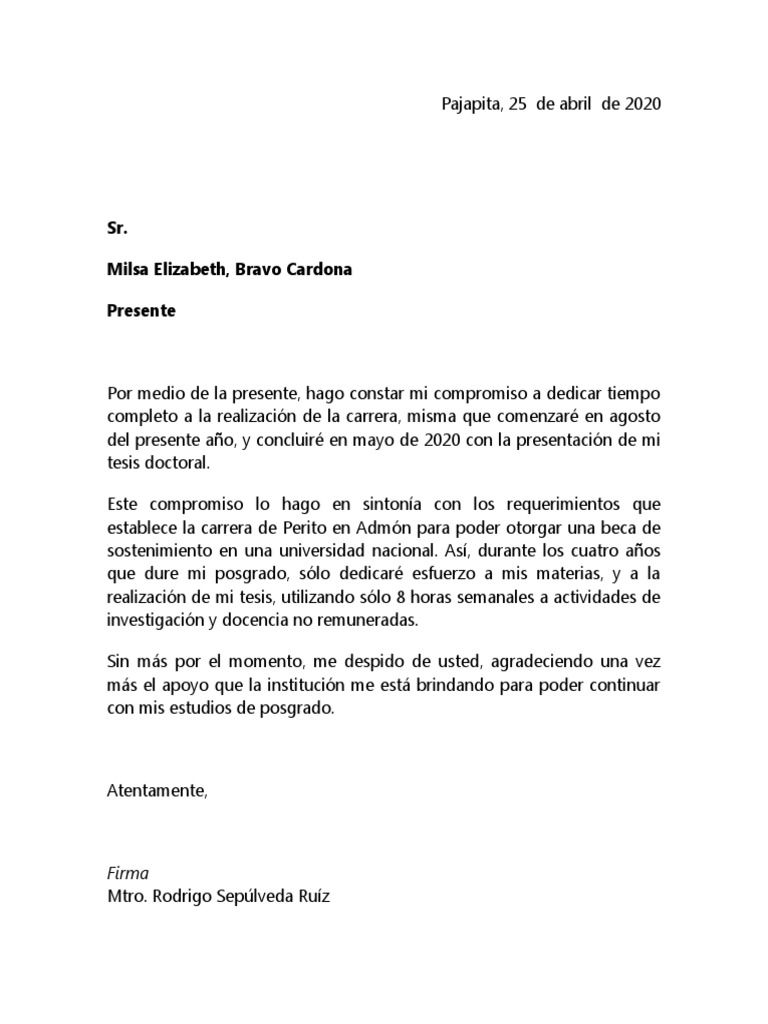 Cartas de compromiso para estudios de posgrado | PDF | Doctorado | Academia