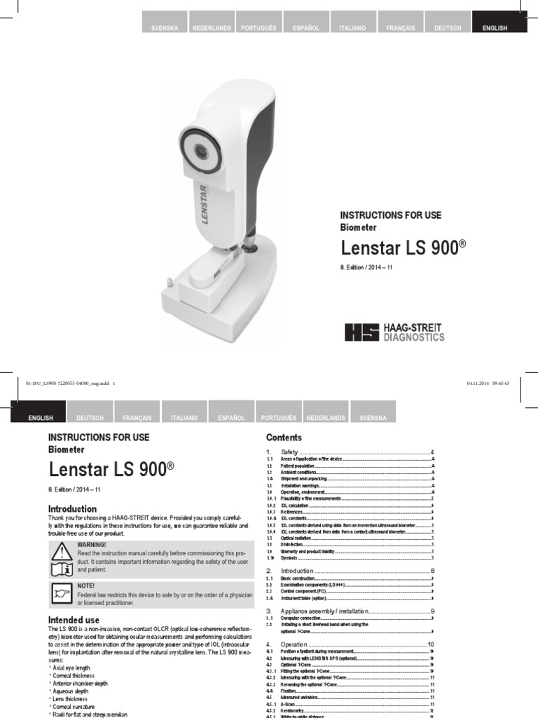 Lenstar User Manual | PDF | Cornea | Ophthalmology