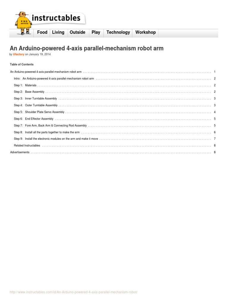 An Arduino Powered 4 Axis Parallel Mechanism Robot PDF | PDF ...