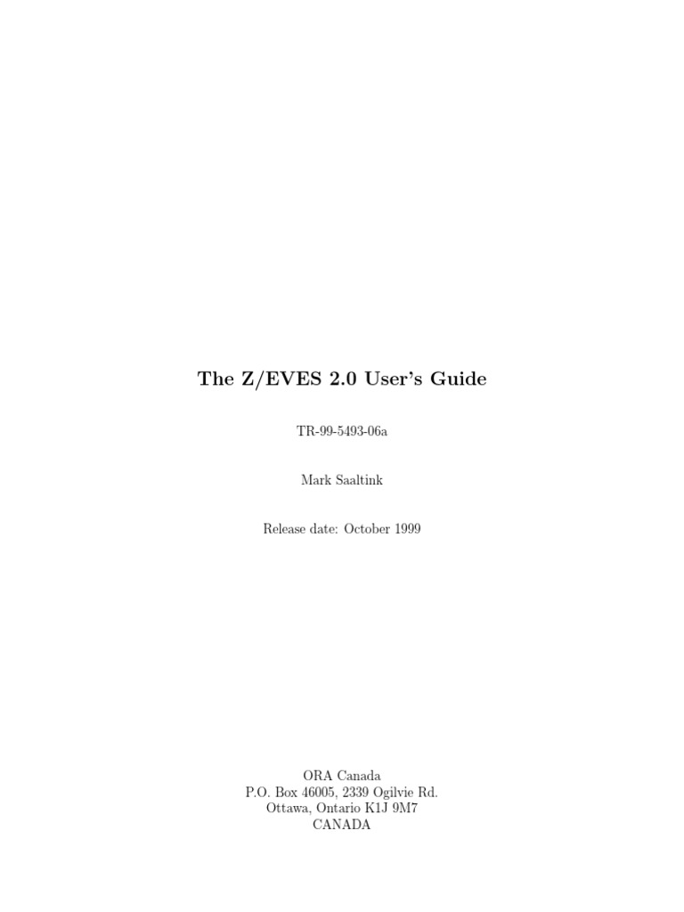 The Z/EVES 2.0 User's Guide | PDF | Menu (Computing) | Theorem