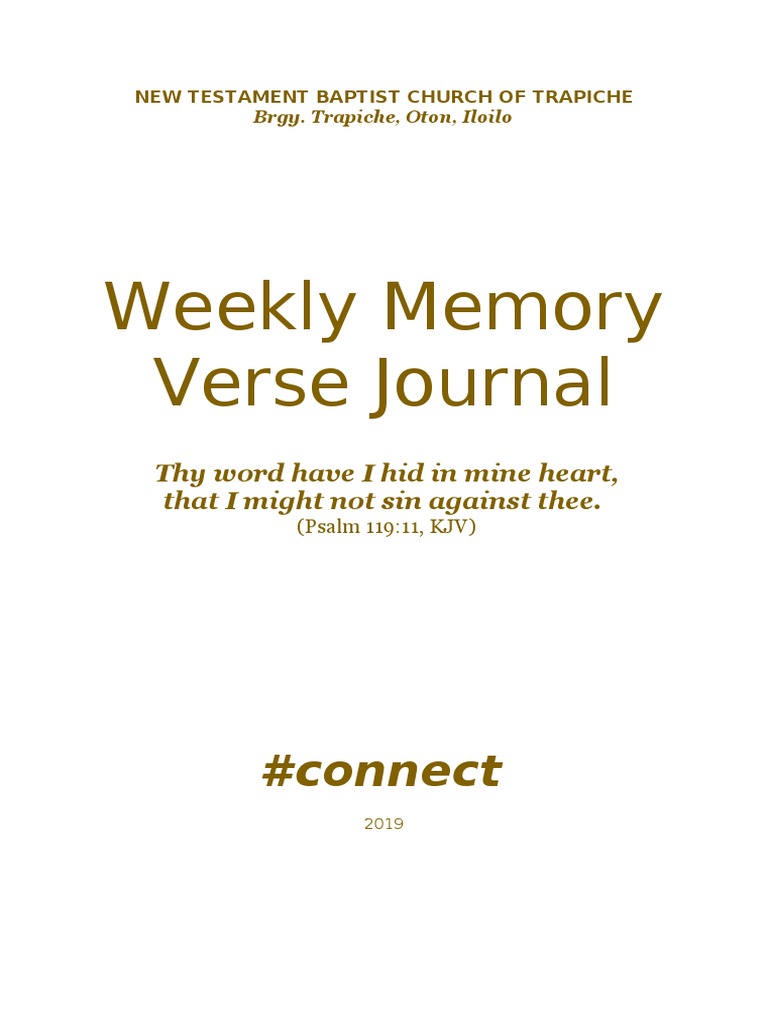Weekly Memory Verse Journal | PDF | New Testament | Chapters And Verses ...