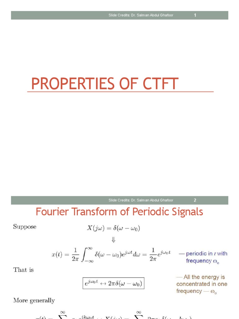 Properties of CTFT: Slide Credits: Dr. Salman Abdul Ghafoor | PDF ...