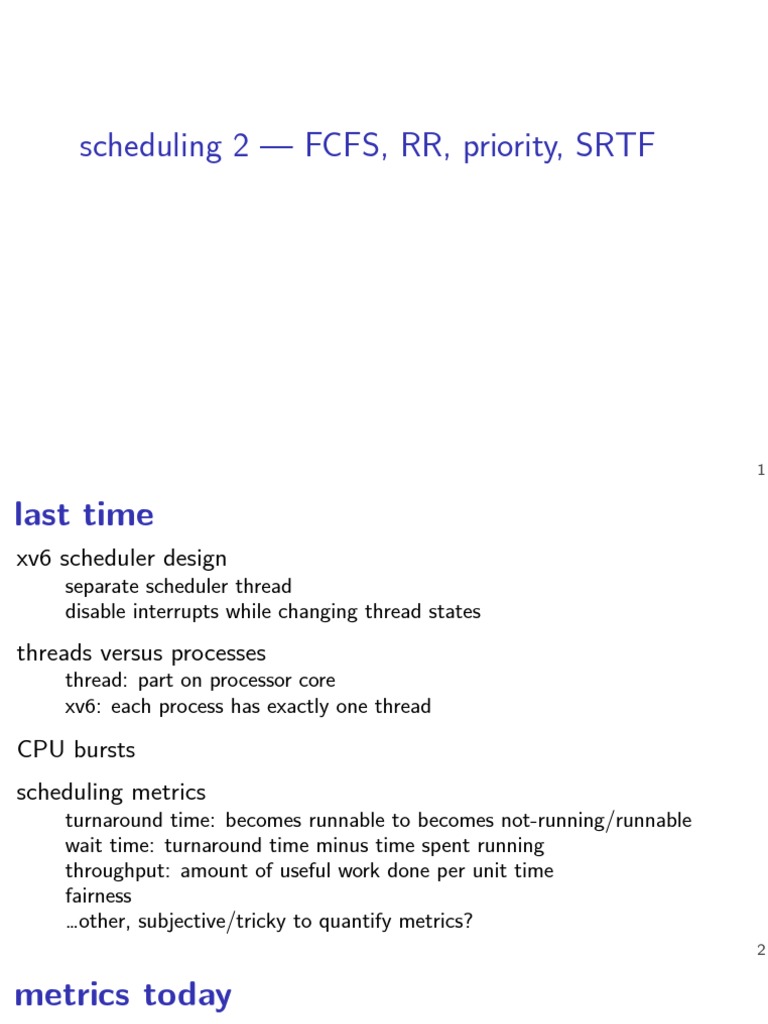 Scheduling 2 - FCFS, RR, Priority, SRTF | PDF | Scheduling (Computing) | Concurrency (Computer ...