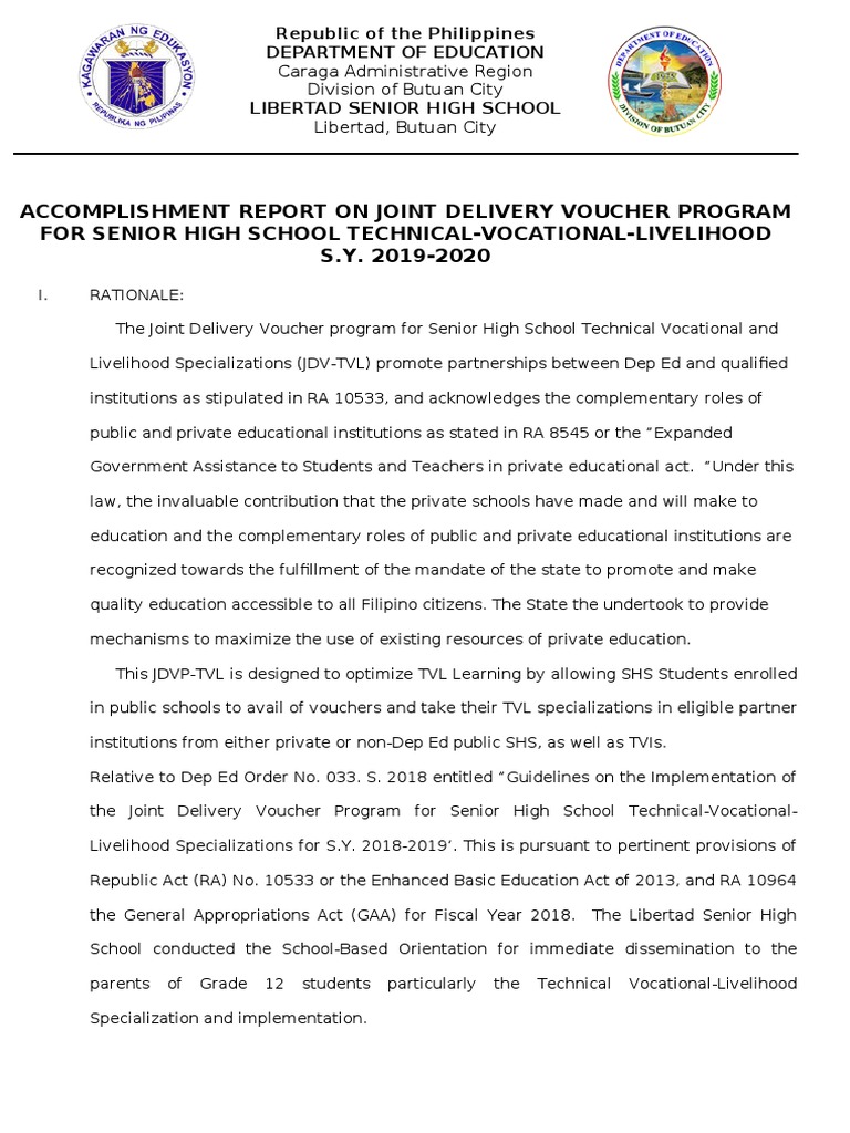 Accomplishment Report On JDVP 2020 | PDF | School Voucher | Behavior ...