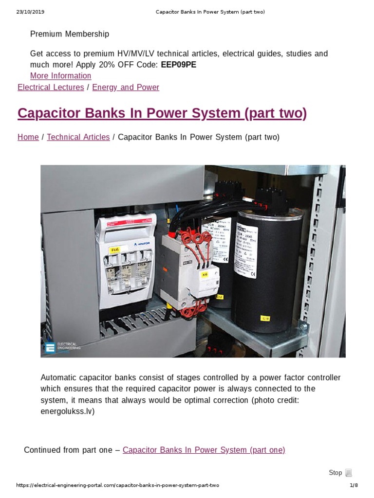 Capacitor Banks in Power Systems: Part 2 | PDF | Capacitor | Relay