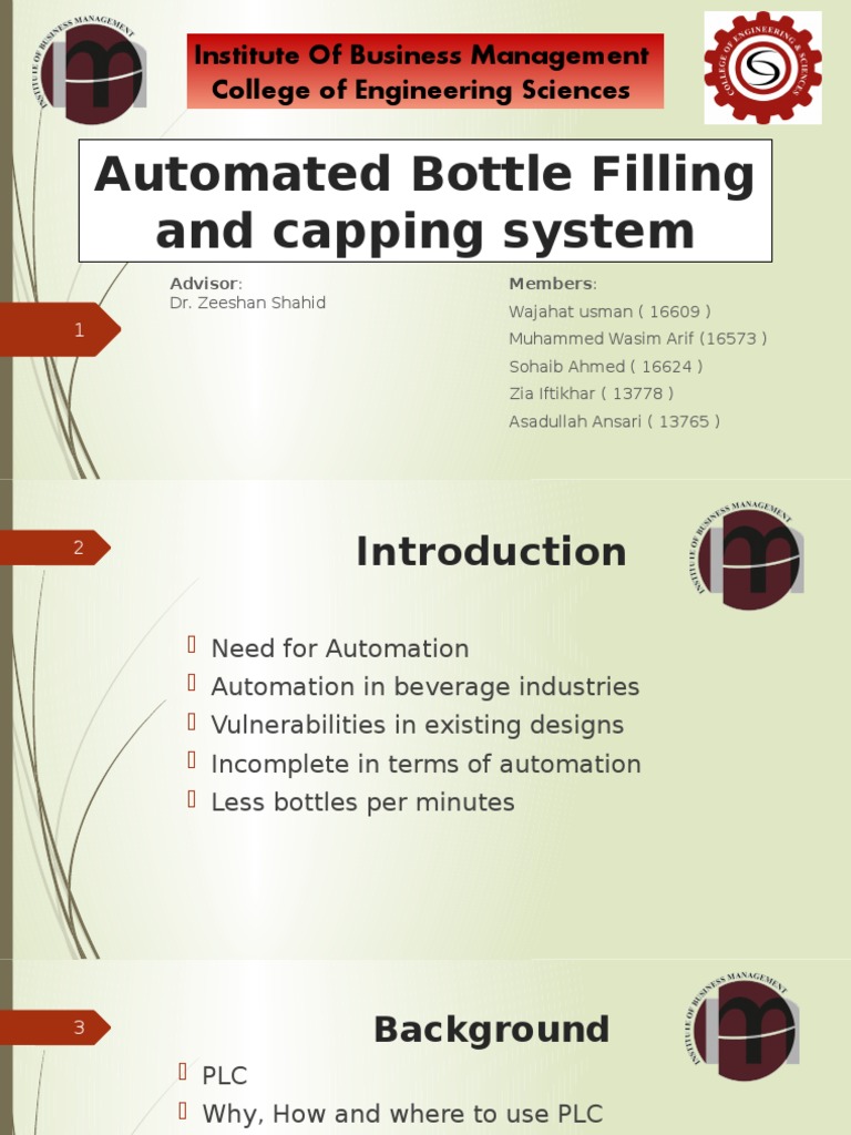 Automated Bottle Filling and Capping System: Institute of Business Management College of ...
