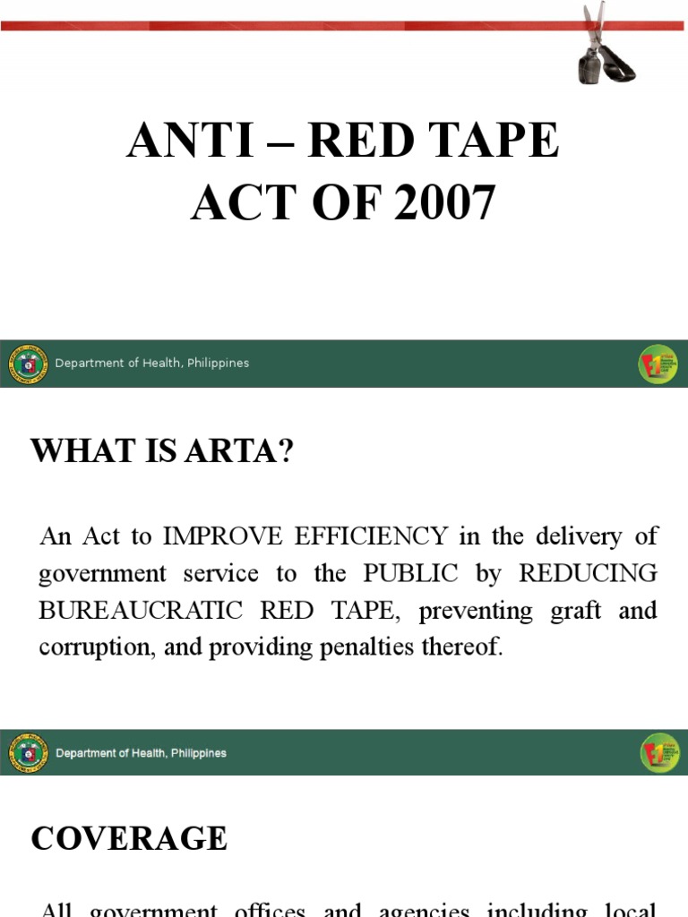 Anti - Red Tape ACT OF 2007: Department of Health, Philippines | PDF ...