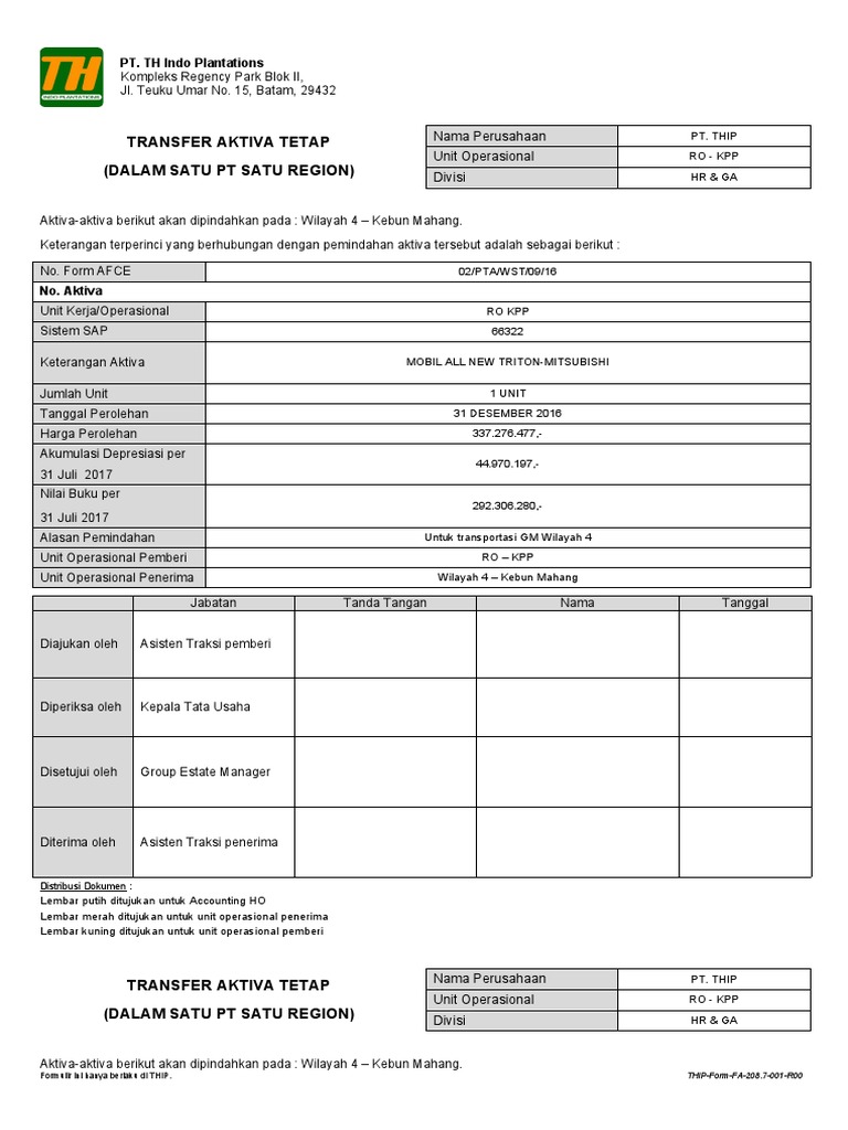 THIP-Form-FA-208.7-001-R00 Transfer Aktiva Tetap (Dalam Satu PT Satu ...