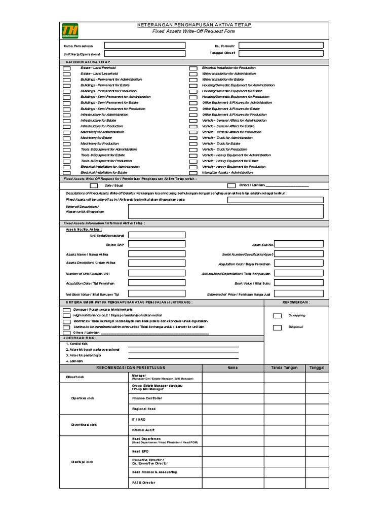 Keterangan Penghapusan Aktiva Tetap: Fixed Assets Write-Off Request ...