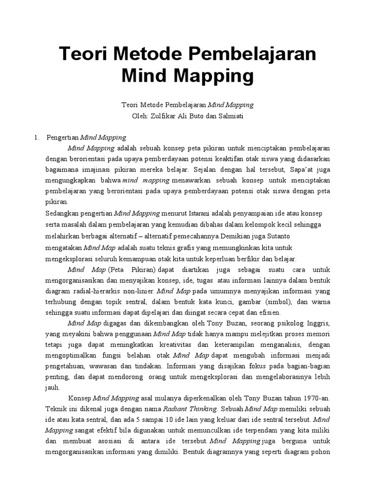Teori Metode Pembelajaran Mind Mapping | PDF