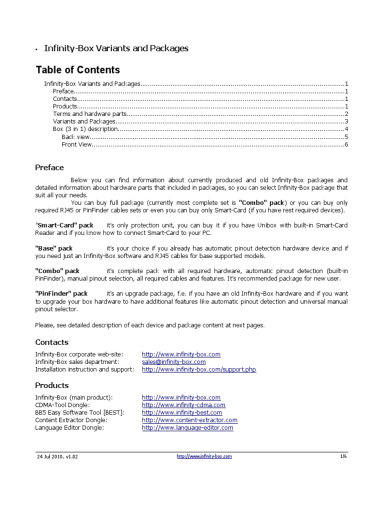 Infinity-Box Variants and Packages | PDF | Usb | Smart Card