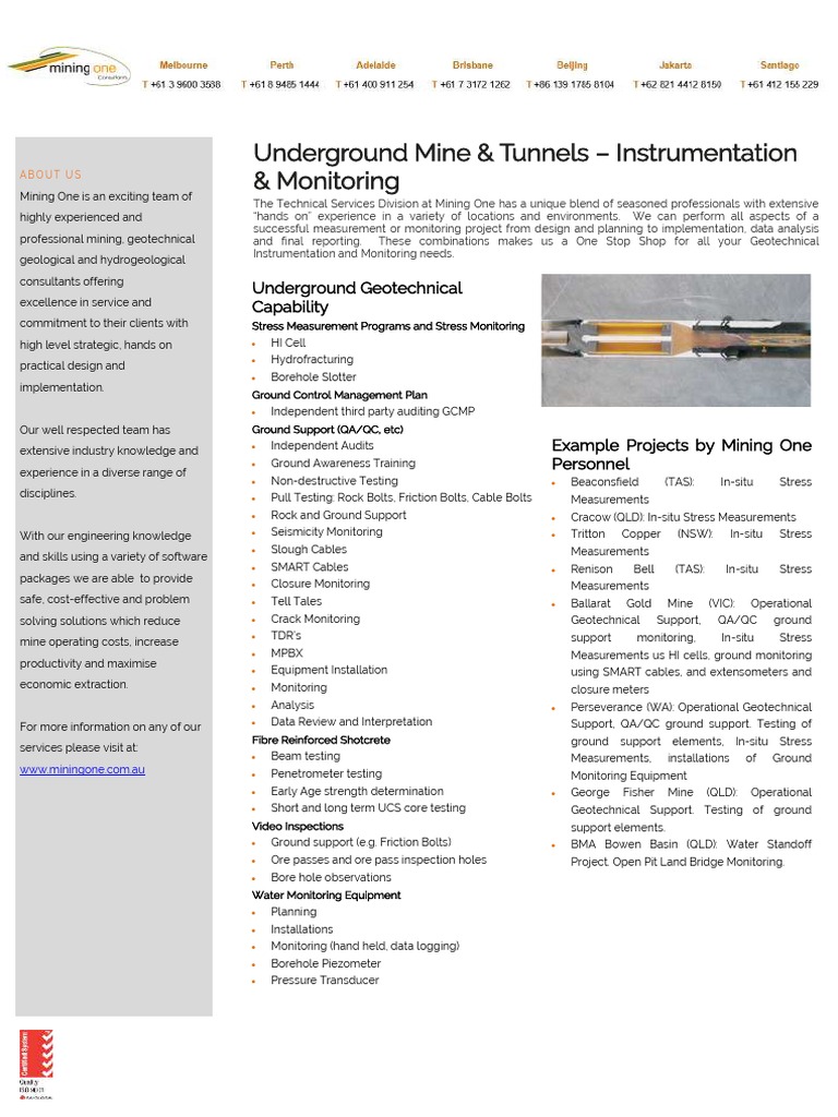 Underground Mine Tunnels Instrumentation Monitoring - 2 PDF | PDF ...