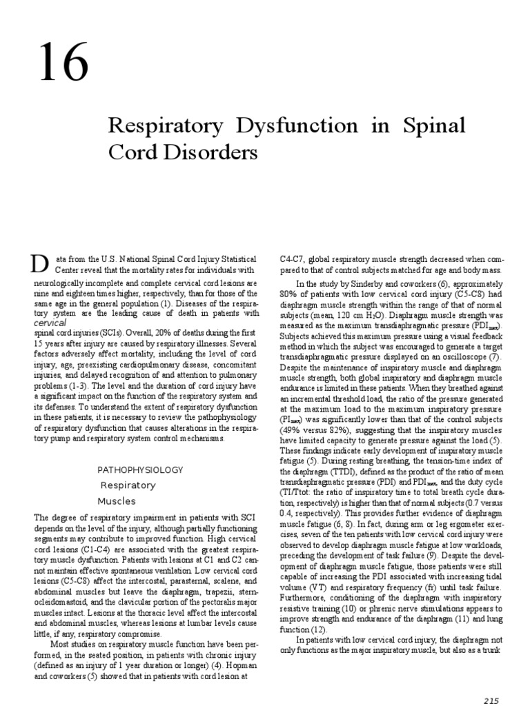 Respiratory Dysfunction in Spinal Cord Disorders: Cervical | PDF ...