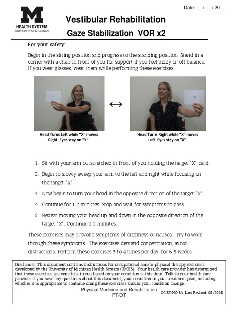 Vestibular Rehabilitation: Gaze Stabilization VOR x2 | PDF