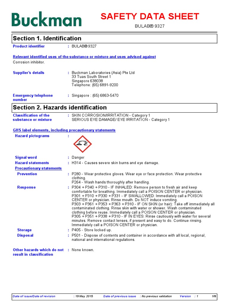 Safety Data Sheet: Section 1. Identification | PDF | First Aid | Chemistry