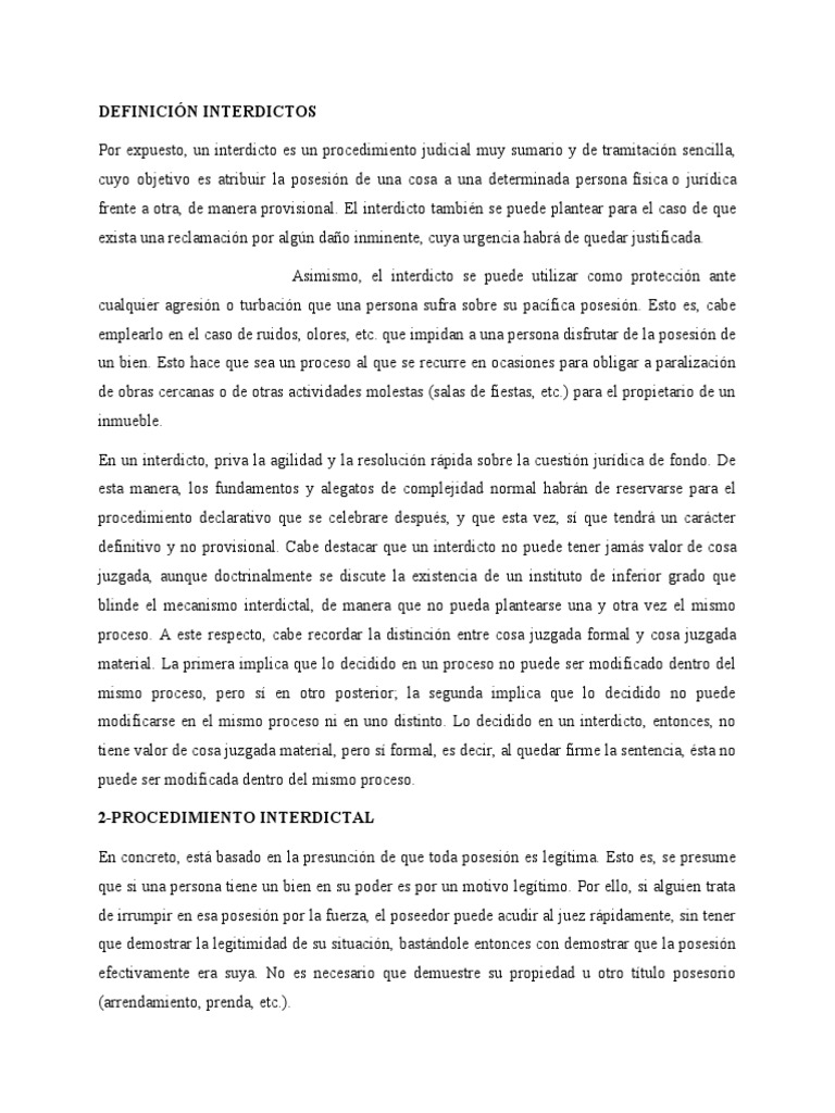 Guía de Interdictos y Procedimientos | PDF | Posesión (Ley) | Propiedad