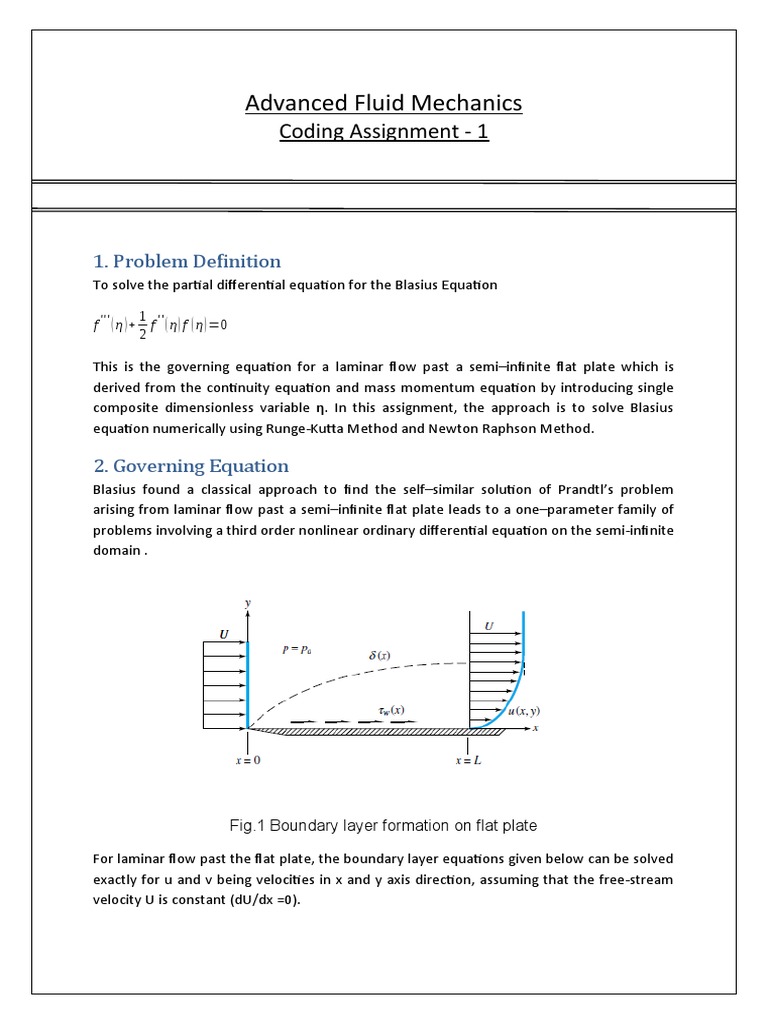 Numerical Solution of the Blasius Equation Using Runge-Kutta Method and Newton Raphson Method ...