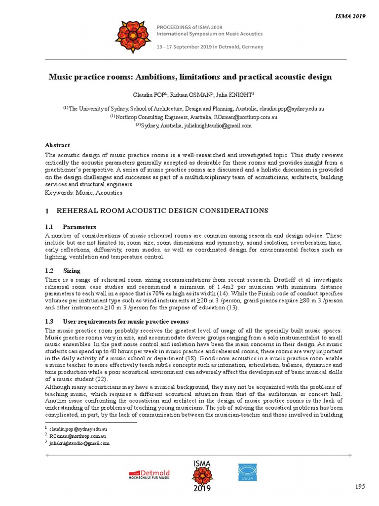 Acoustic Design for Music Practice Rooms | PDF | Noise | Acoustics