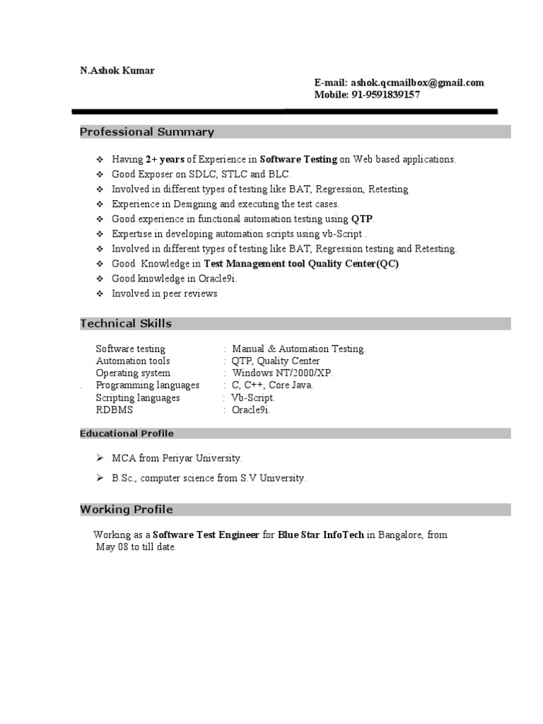 Software Testing Professional Profile | PDF | Smart Card | Software Testing