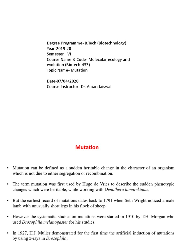 Mutation PDF | PDF | Point Mutation | Mutation
