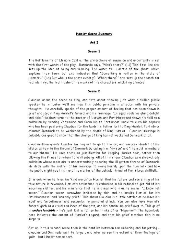 Hamlet Scene Summary | Hamlet