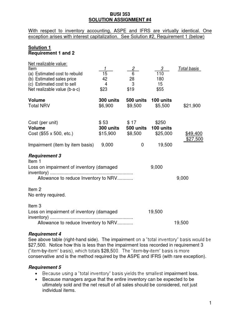 BUSI 353 S18 Assignment 4 SOLUTION | PDF | Cost Of Goods Sold | Inventory
