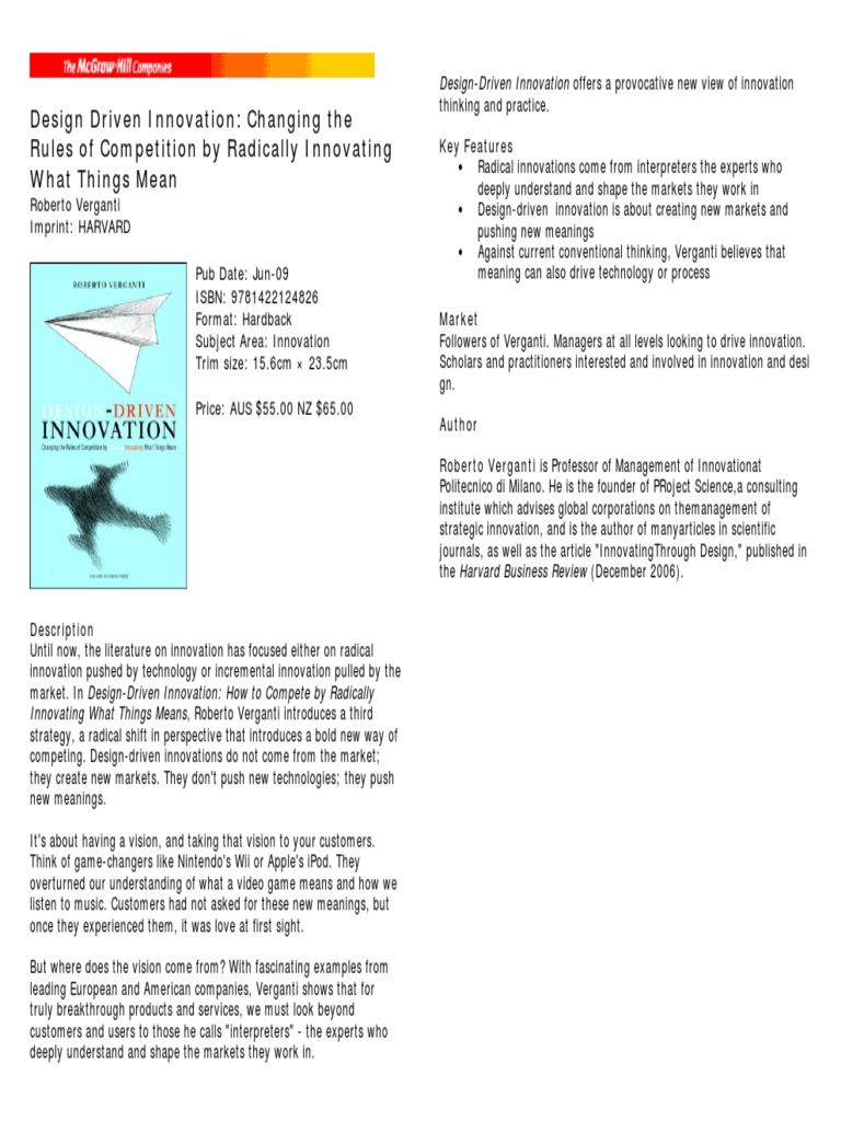 Design-Driven Innovation Changing The Ru PDF | PDF | Innovation | Health Care