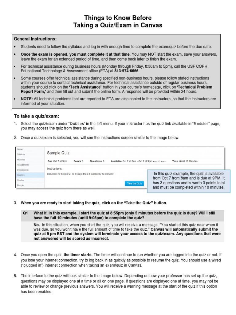 Things To Know Before Taking A Quiz/Exam in Canvas: General ...