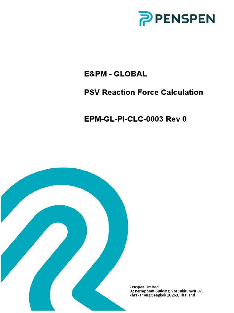 EPM-GL-PI-CLC-0003 - Rev 0 - PSV Reaction Force Calculation | PDF ...