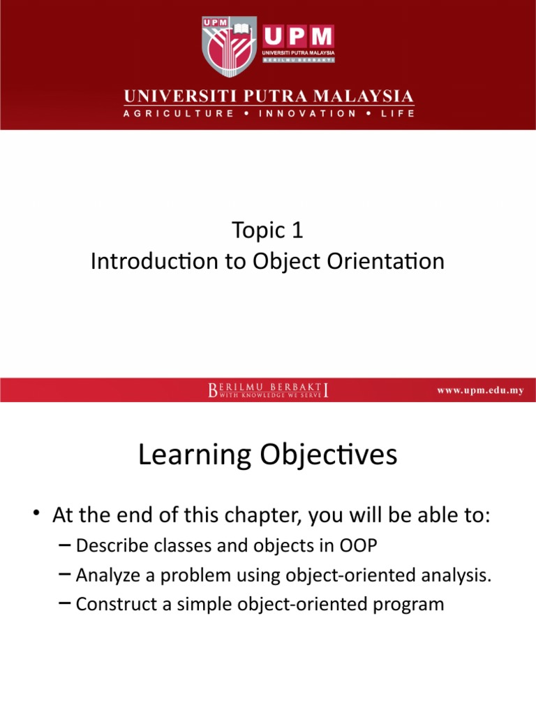 Topic 1 Introduction To Object Orientation | PDF | Constructor (Object Oriented Programming ...