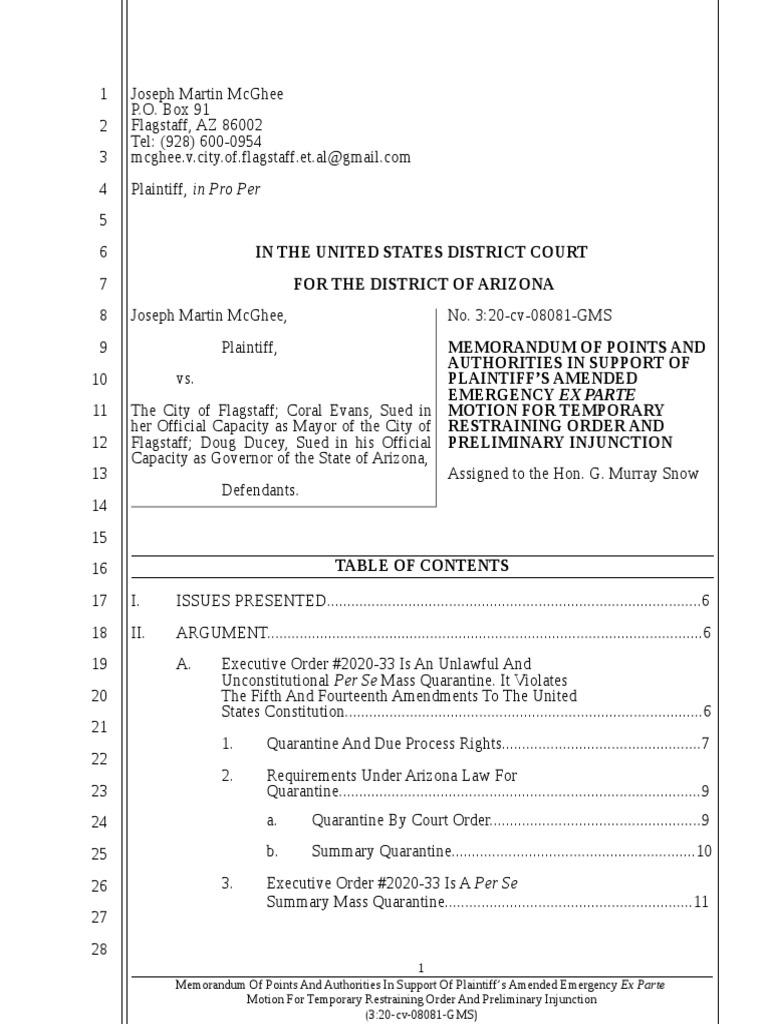 (5/1/2020) Memorandum in Support of Motion For Temporary Restraining Order and Preliminary ...