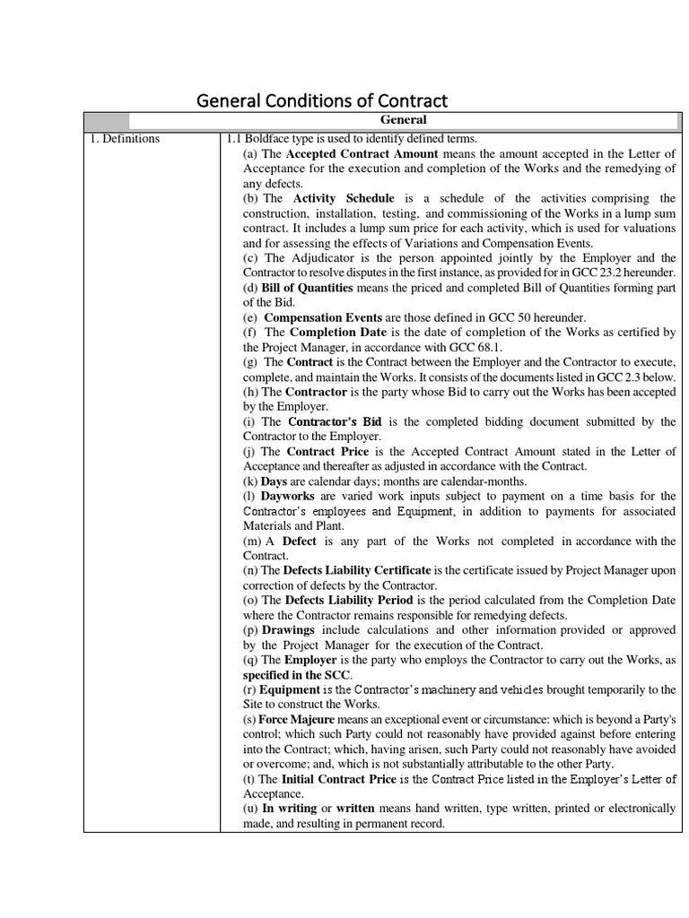 General Conditions of Contract | PDF | General Contractor | Discrimination