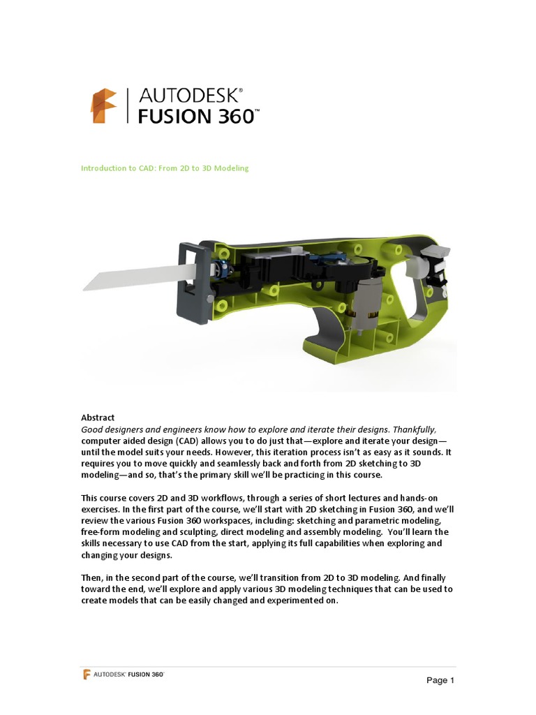 Intro To CAD 2D 3D Modeling Lesson 3 Compressed | PDF | 3 D Computer ...