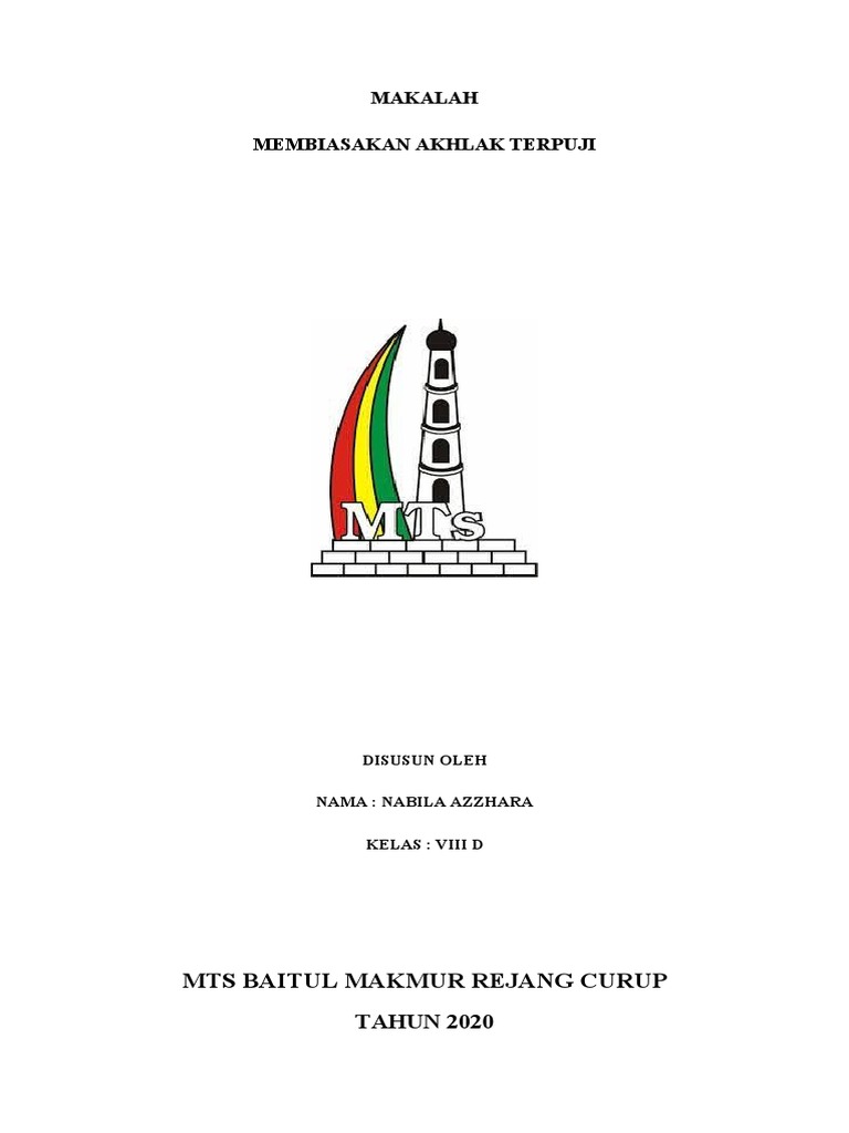 Contoh Cover Makalah MTS Baitul Makmur | PDF