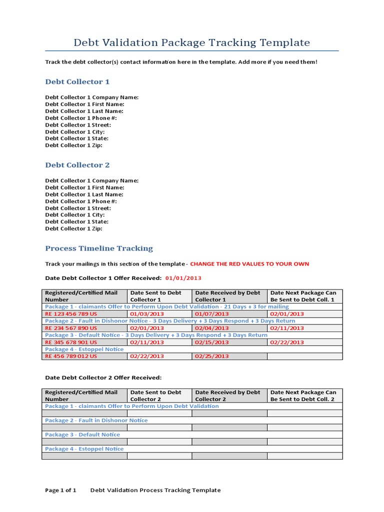 Debt Validation Process Tracking Template | PDF
