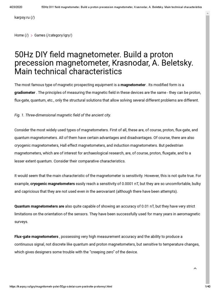 50Hz DIY Field Magnetometer. Build A Proton Precession Magnetometer ...