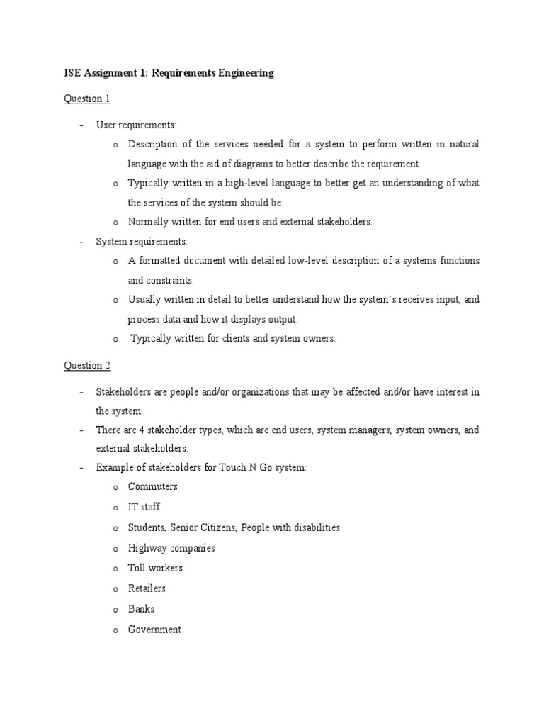Introduction To Software Engineering - Assignment 1 | PDF | Systems ...