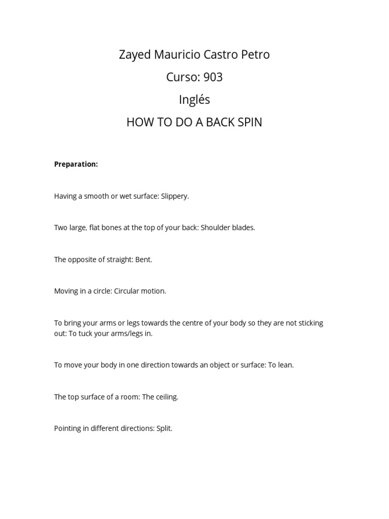 How To Do A Backspin | PDF