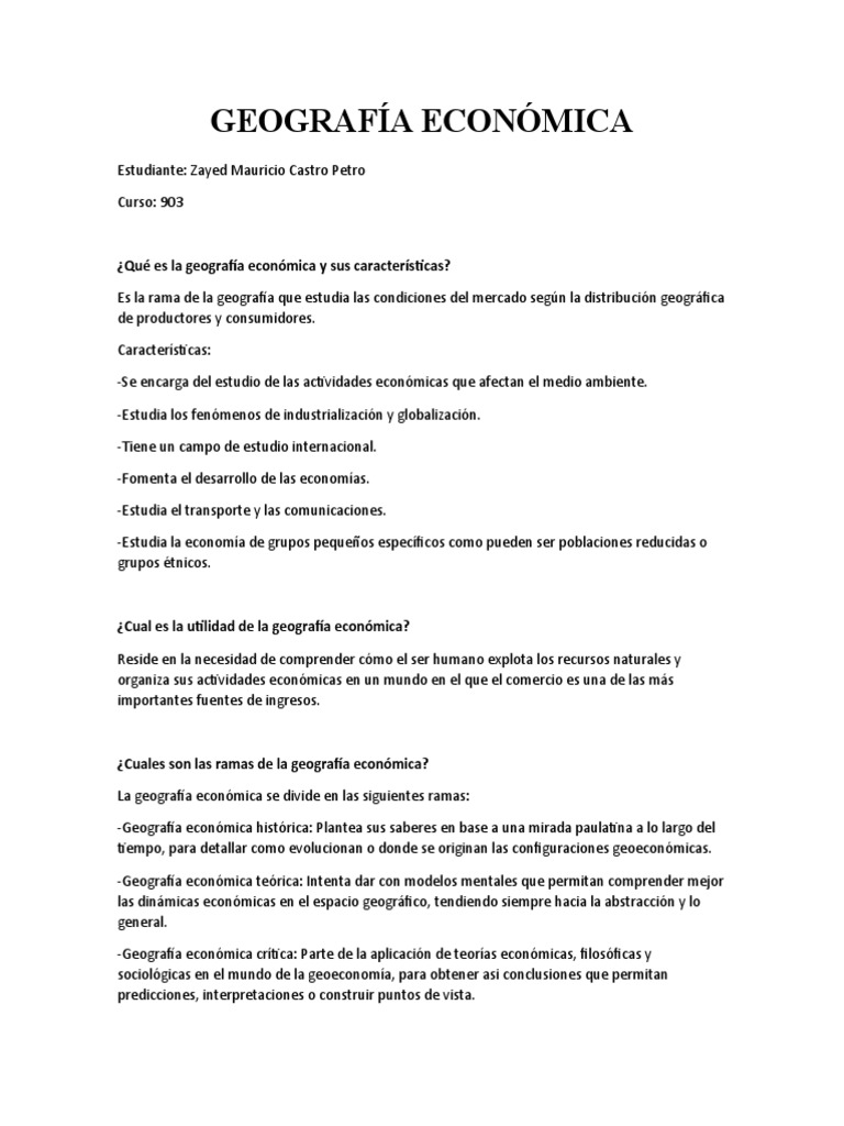 Geografía Económica | PDF | Geografía | Entorno natural