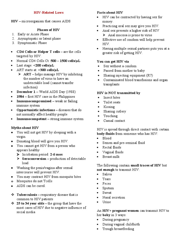 HIV Related Laws | PDF | Diagnosis Of Hiv/Aids | Hiv/Aids