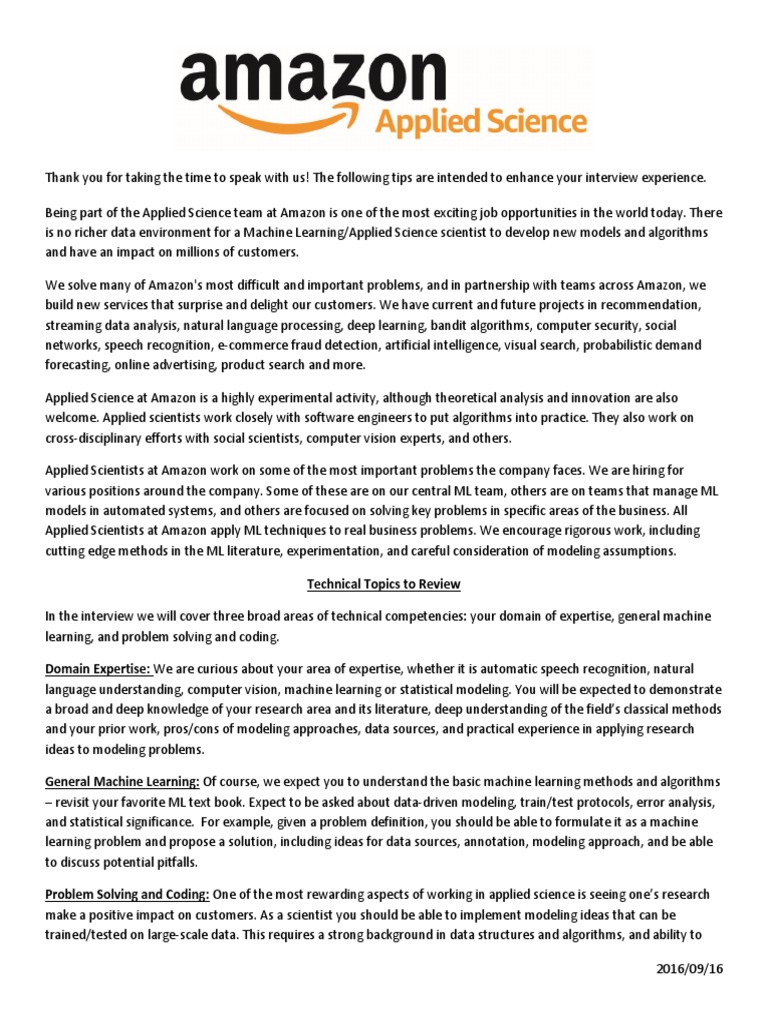 Applied Science Interview Prep Pdf Machine Learning Computer