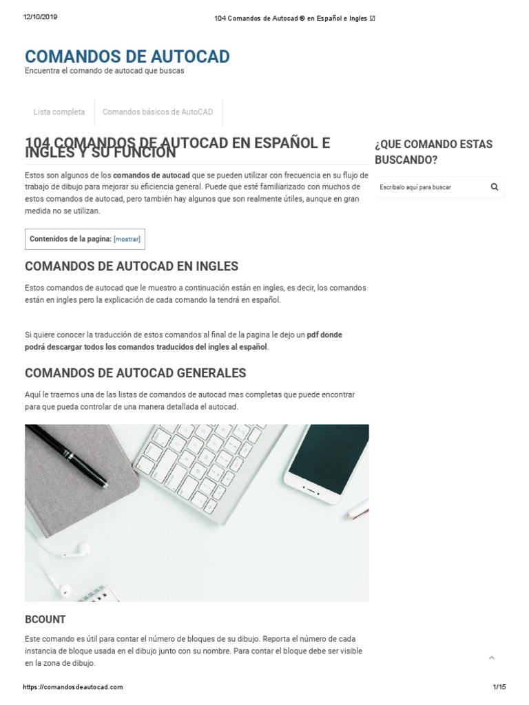 104 Comandos de Autocad ® en Español e Ingles PDF | PDF | Ventana ...